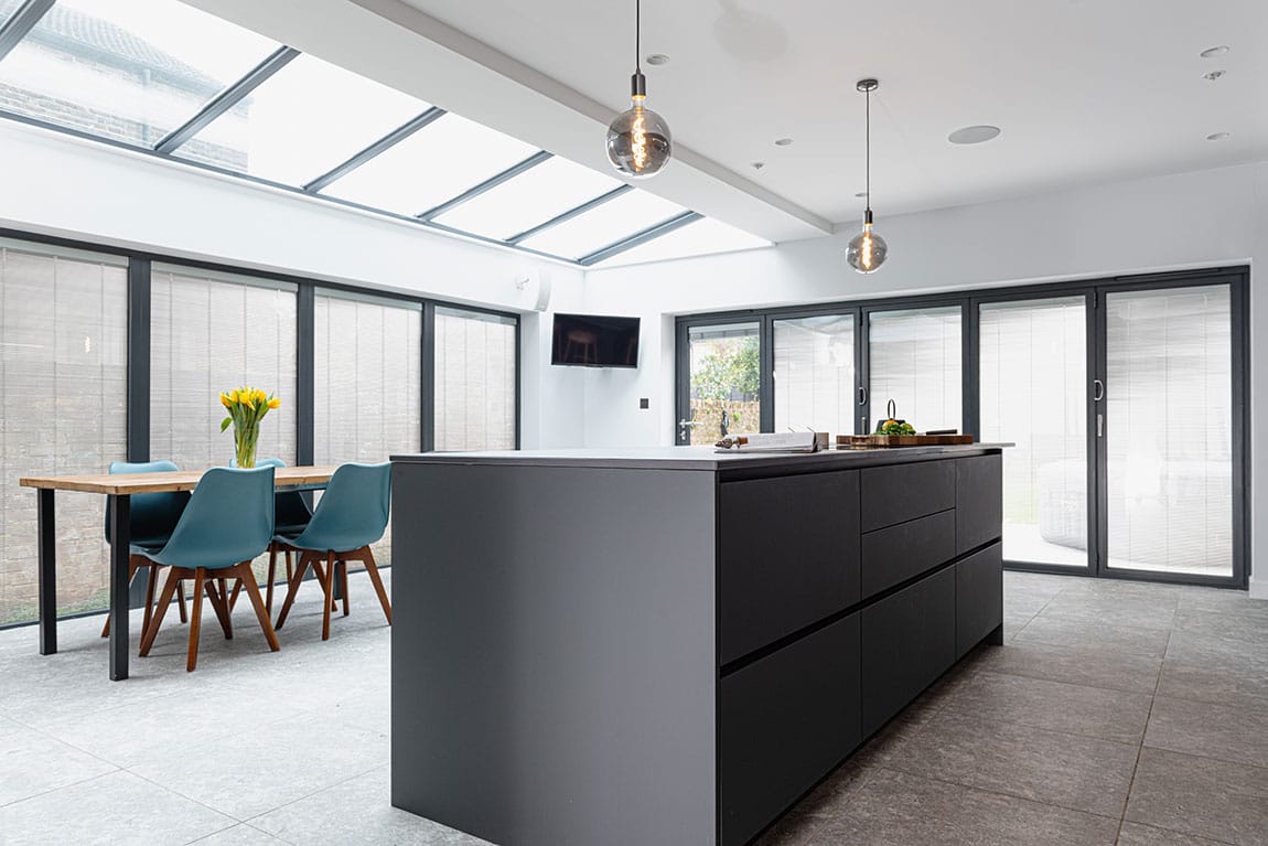 Modern Matt Graphite Kitchen With Timber Details - Ashley Jay - Luxury ...